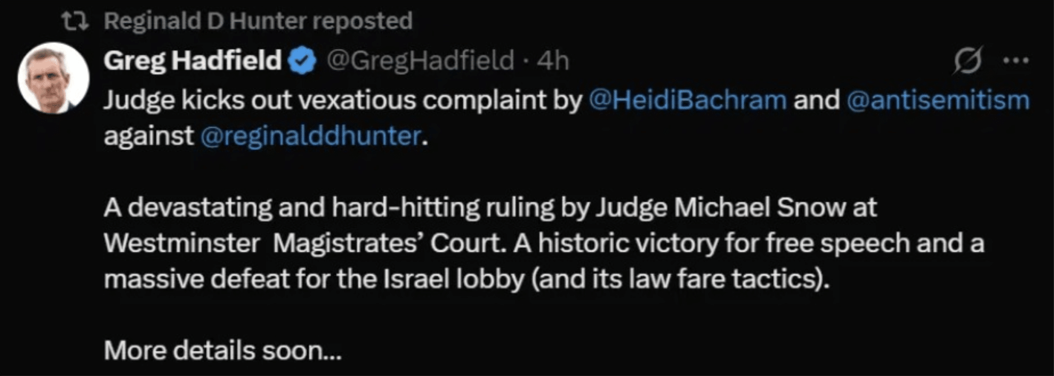 Judge throws out Bachram vs Reginald Hunter case